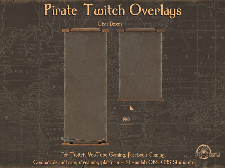 Pirate Stream Overlays, Animated Twitch Package, Borders, Chats ...