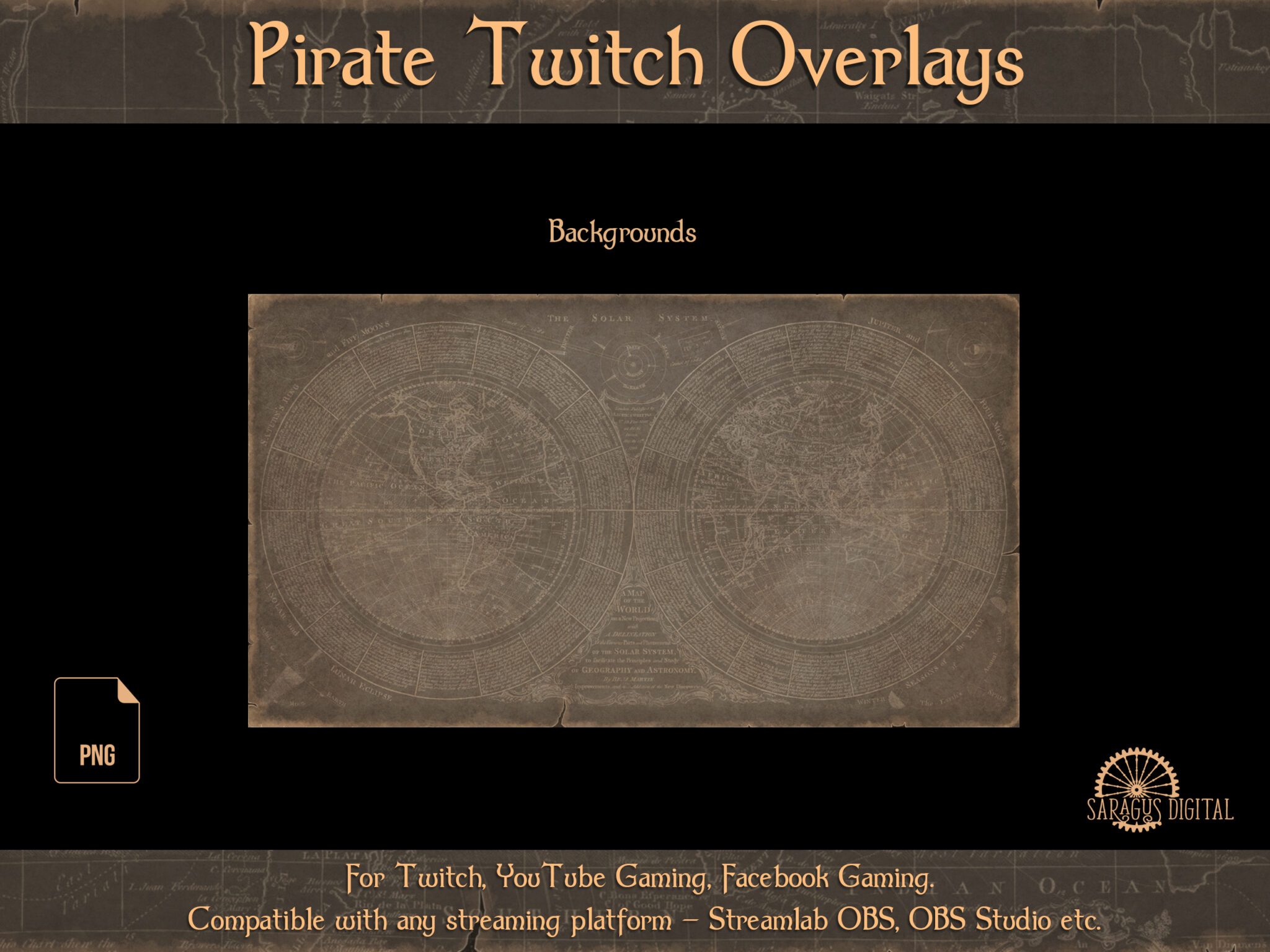 Pirate Stream Overlays, Animated Twitch Package, Borders, Chats ...