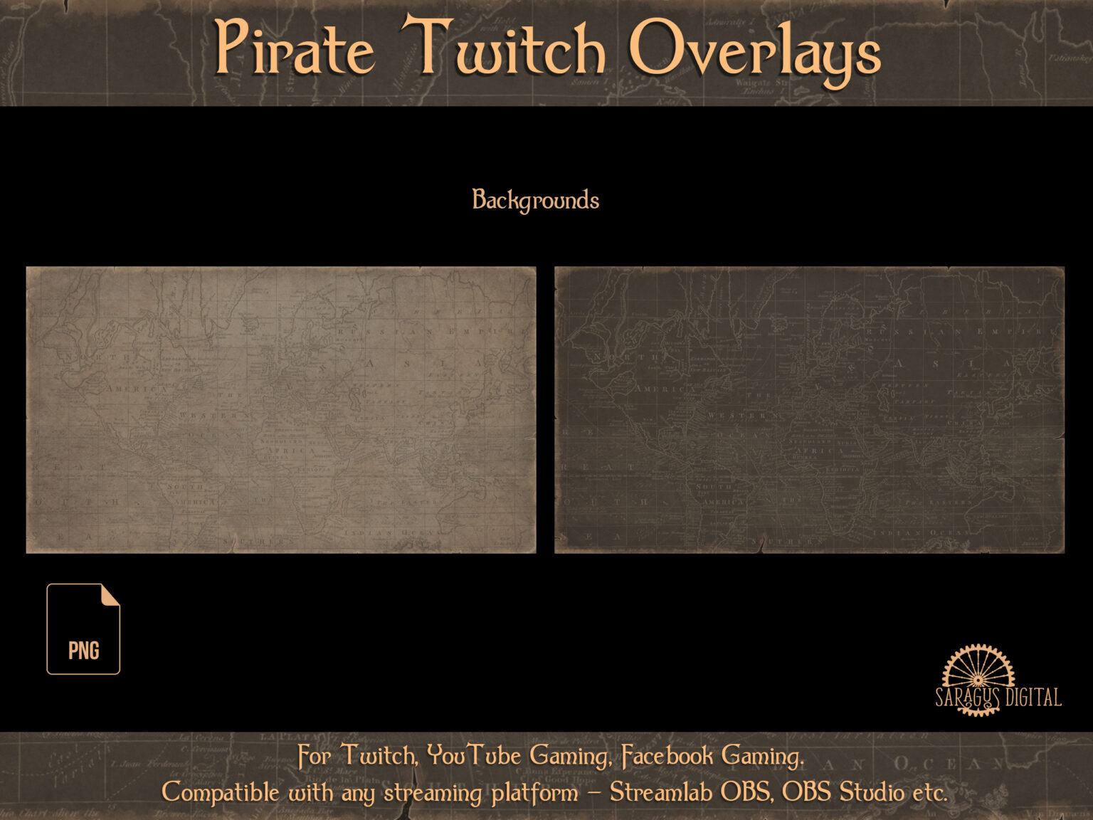 Pirate Stream Overlays, Animated Twitch Package, Borders, Chats ...