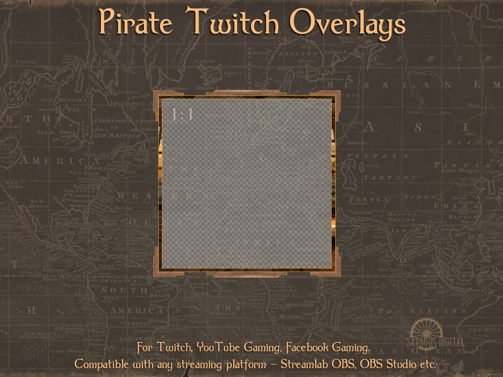 Pirate Stream Overlays, Animated Twitch Package, Borders, Chats ...