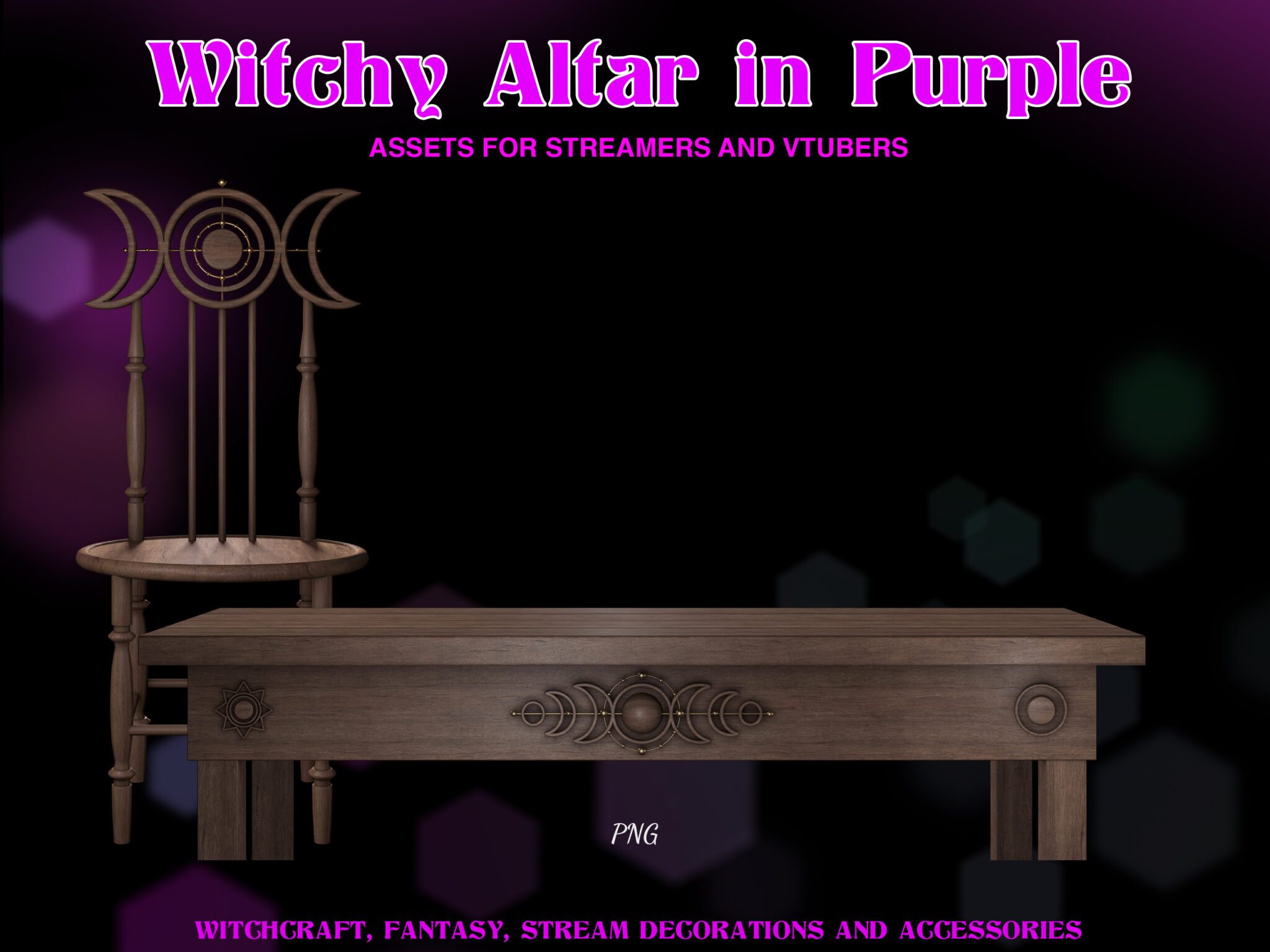 Witch Twitch overlays, animated vtuber assets, supplies for pagan altar ...