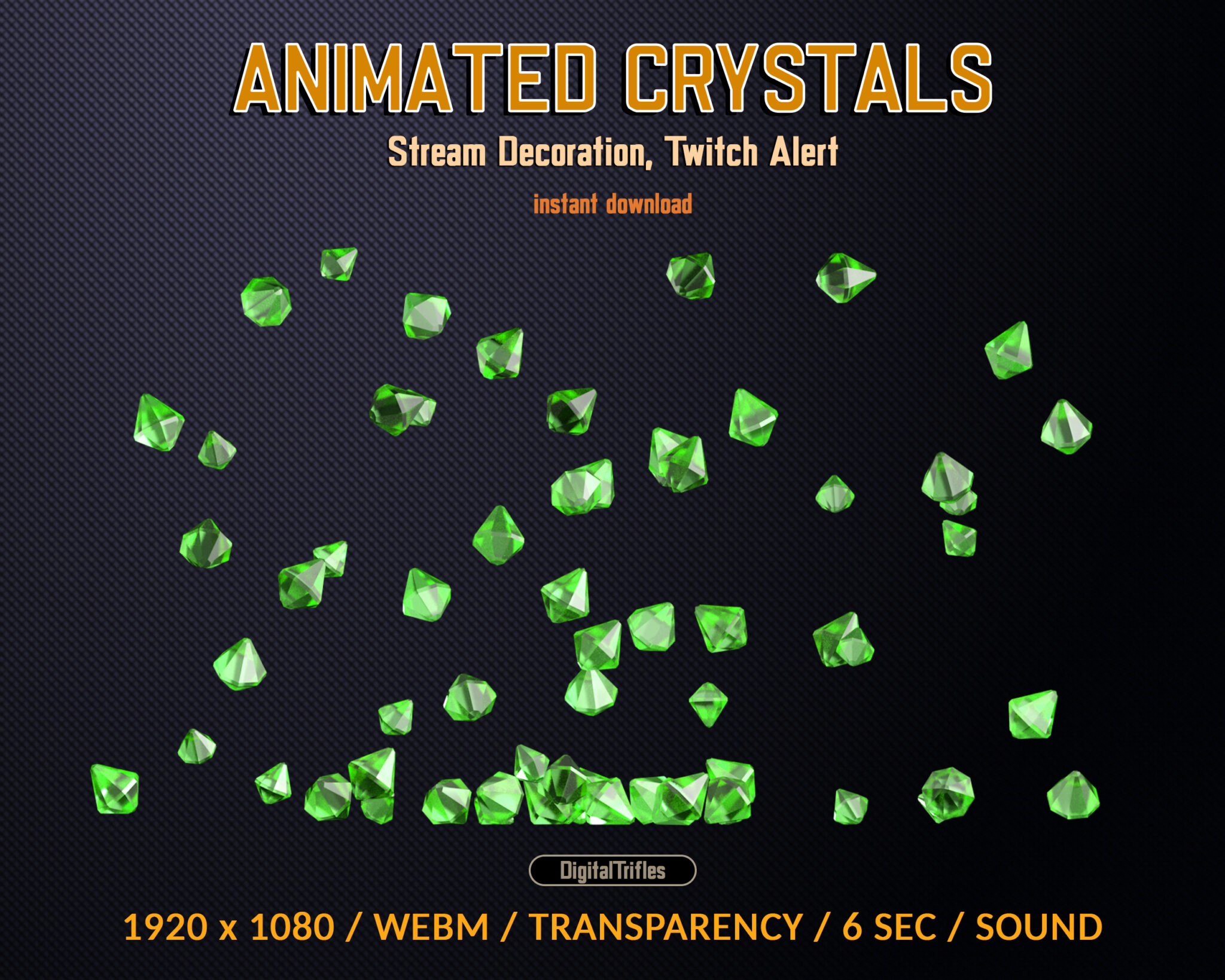 Green Crystals Twitch Alert, Animated Fullscreen Overlay, Sparkle ...