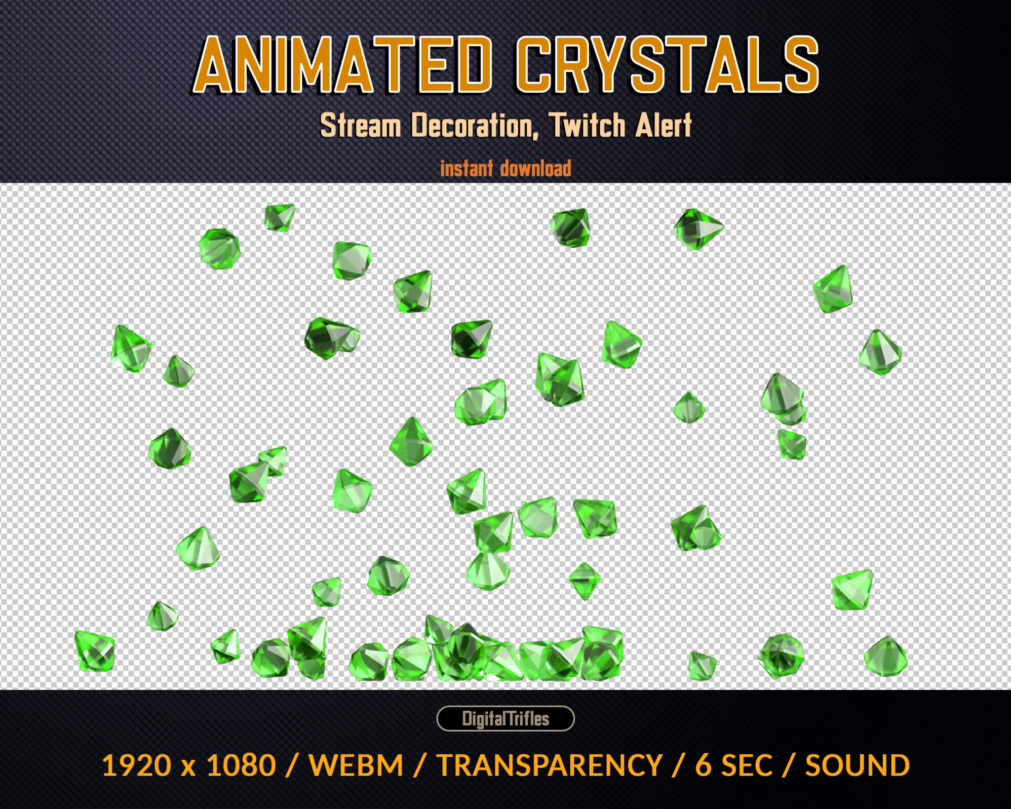 Green Crystals Twitch Alert, Animated Fullscreen Overlay, Sparkle ...