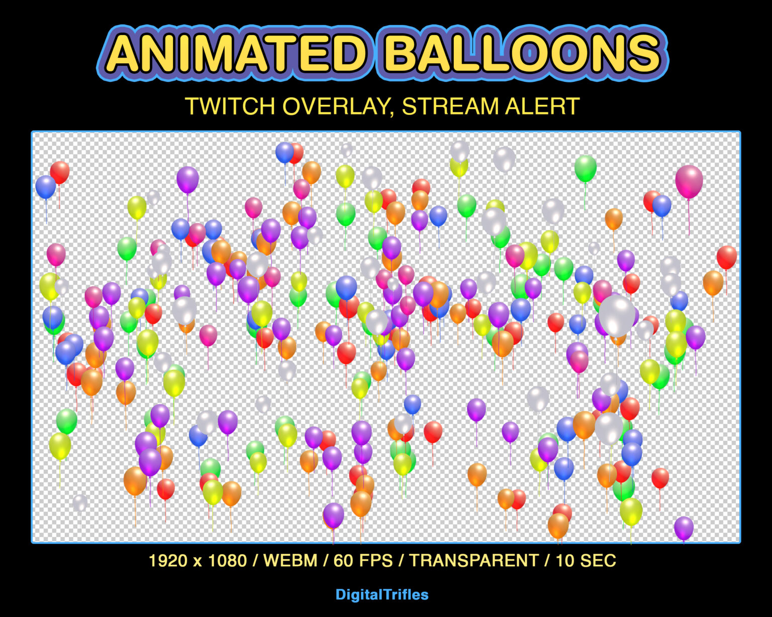 Twitch overlay animated balloons, cute stream alert, show new cheer ...