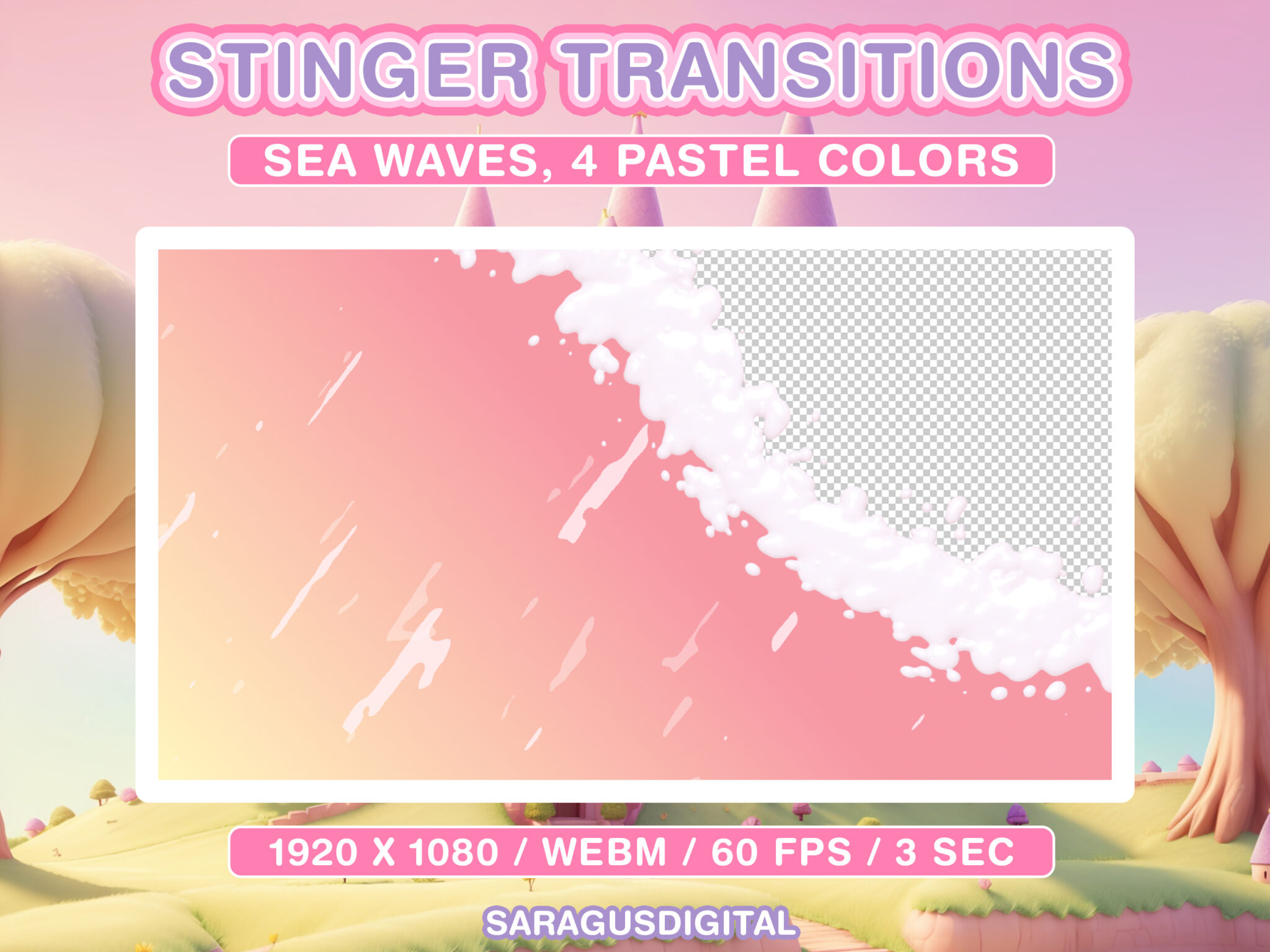 Twitch stinger transitions sea waves, cute aesthetic stream overlays ...