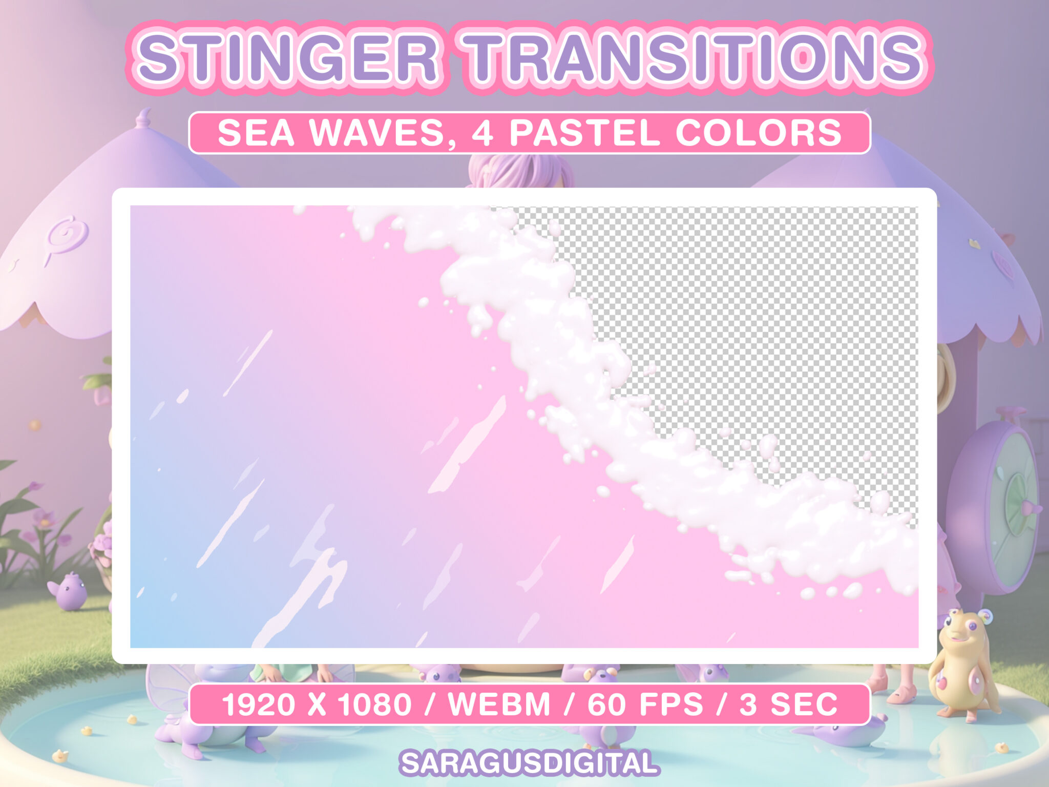 Twitch stinger transitions sea waves, cute aesthetic stream overlays ...