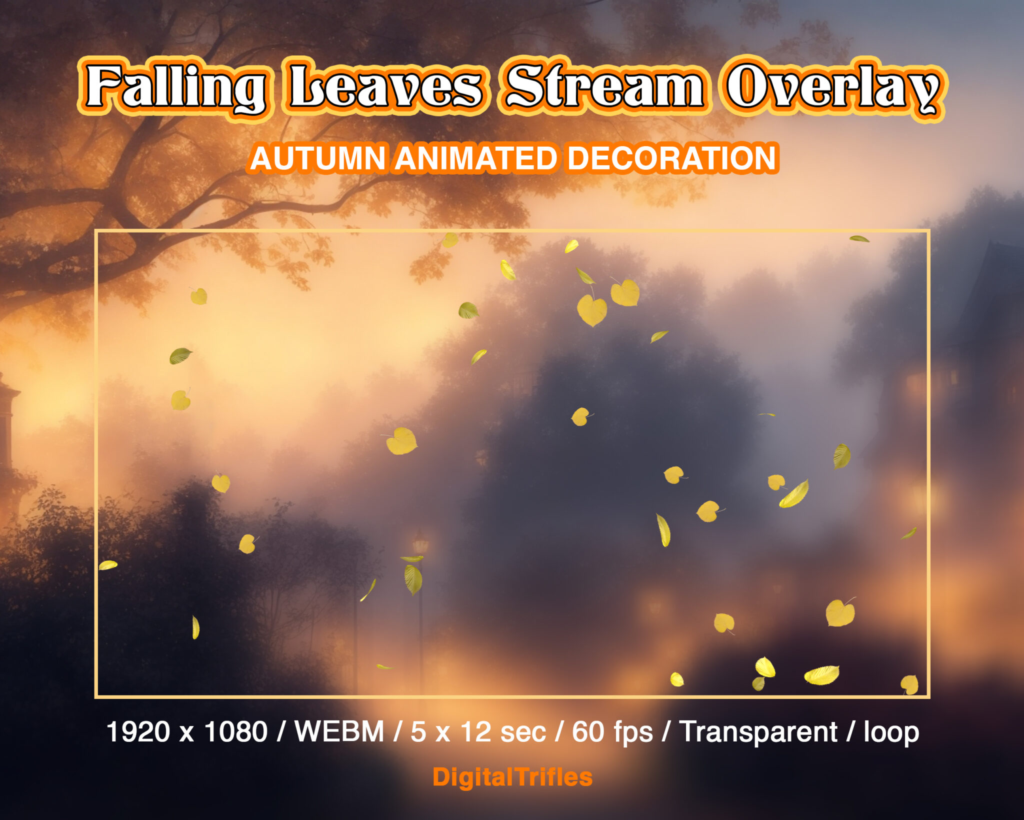 Falling leaves, animated fall Twitch overlays, 5 cozy stream ...