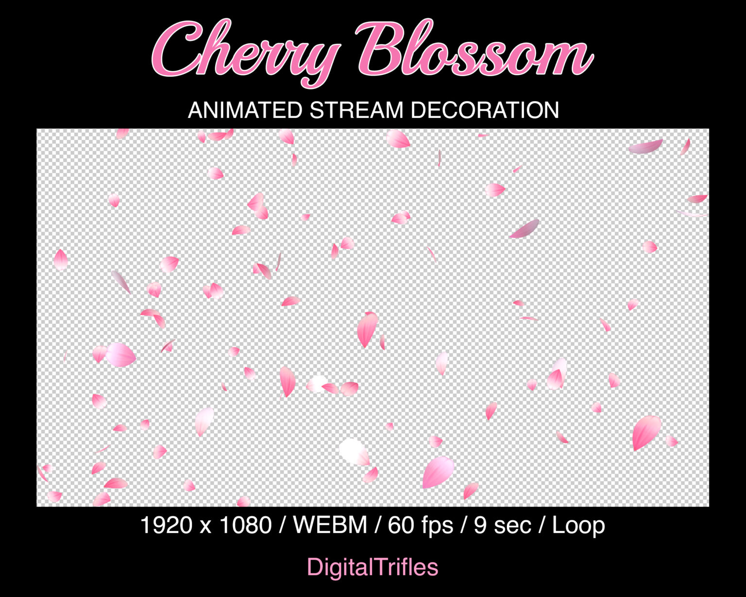 Sakura Stream Decorations, Cherry Blossom Animated Twitch Overlay, Pink ...