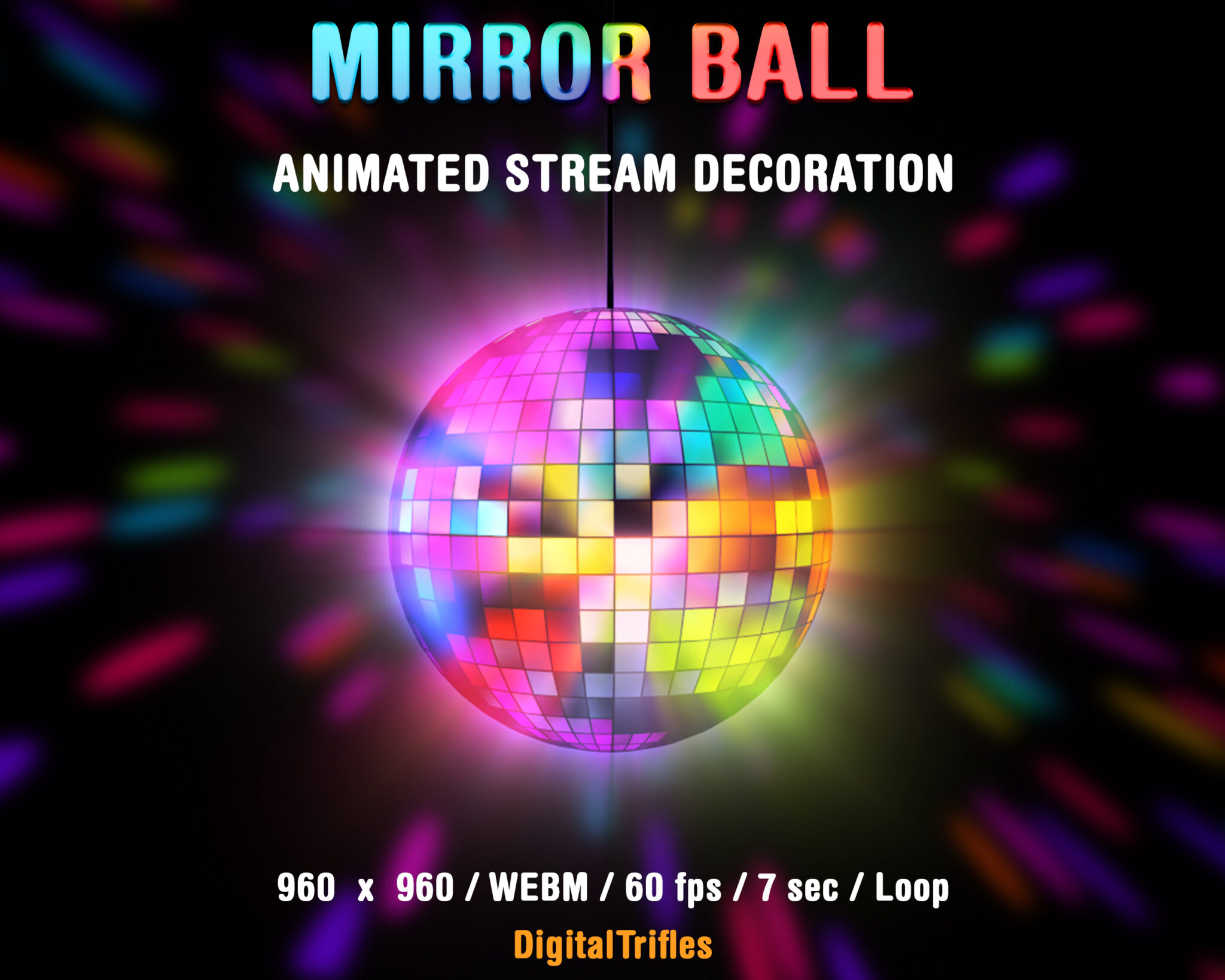 Mirror Ball Stream Animation, Twitch Overlay, Decoration for Live ...