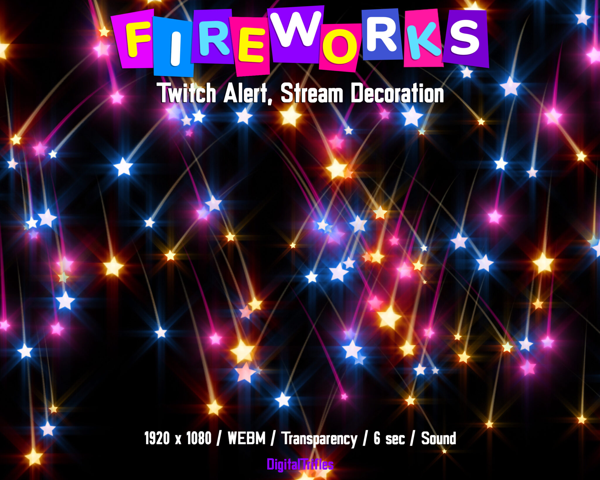 Twitch Alert Fireworks, Animated Stream Overlay, Celebration, Followers ...