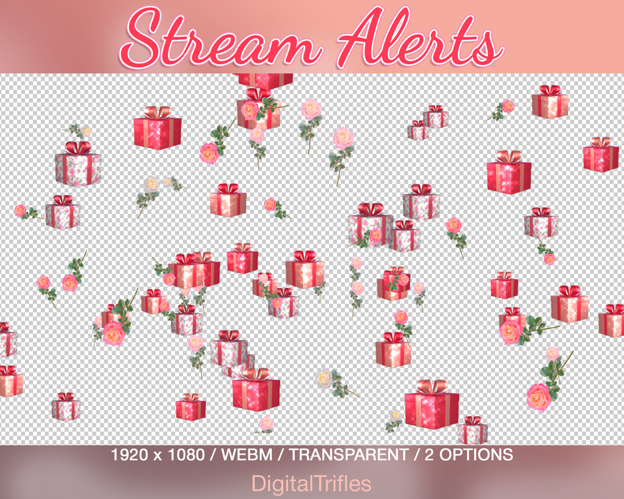 Twitch Alerts Gifts and Roses, Animated Overlays, Stream Alerts Pink ...