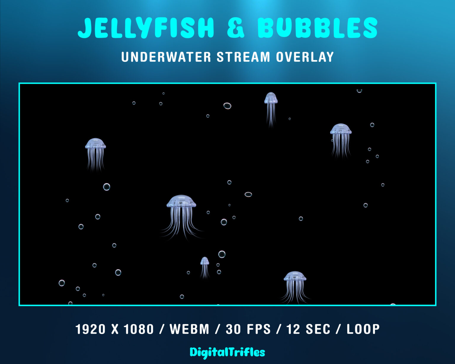 Animated Stream Overlay, Jellyfish and Bubbles, Underwater Twitch ...