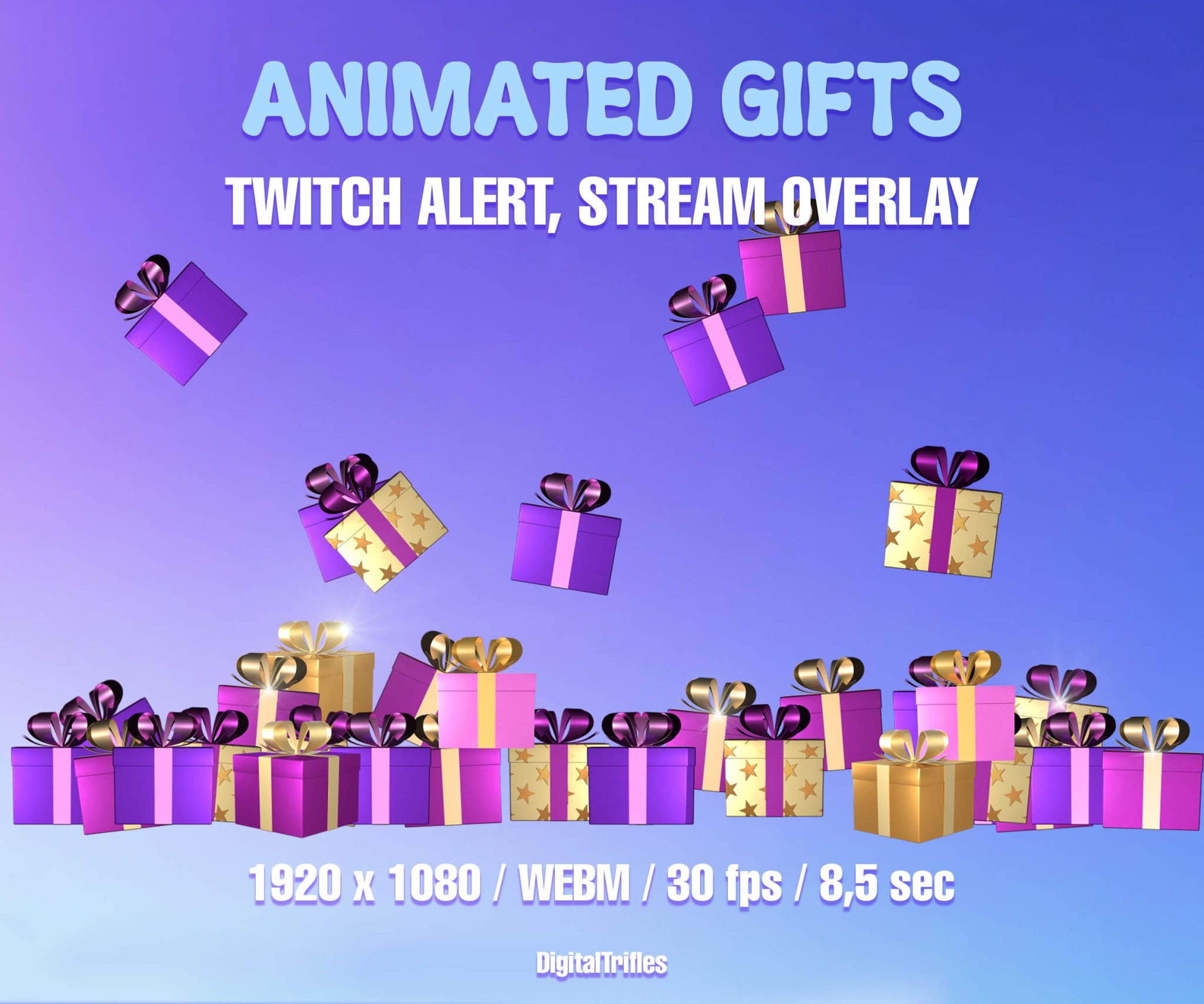 Falling Colorful Gifts, Animated Twitch Overlay and Cute Fullscreen ...