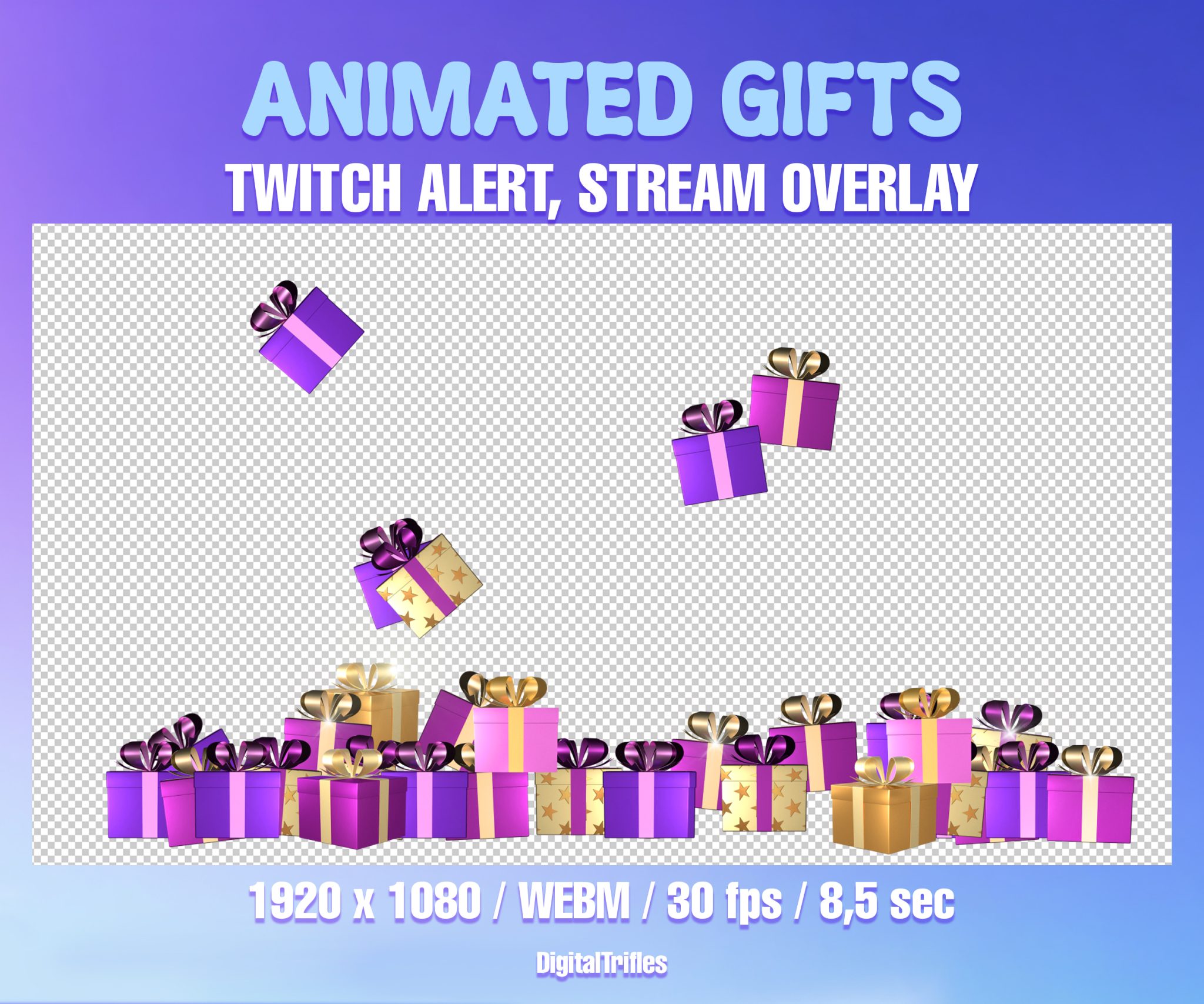 Falling Colorful Gifts, Animated Twitch Overlay and Cute Fullscreen ...